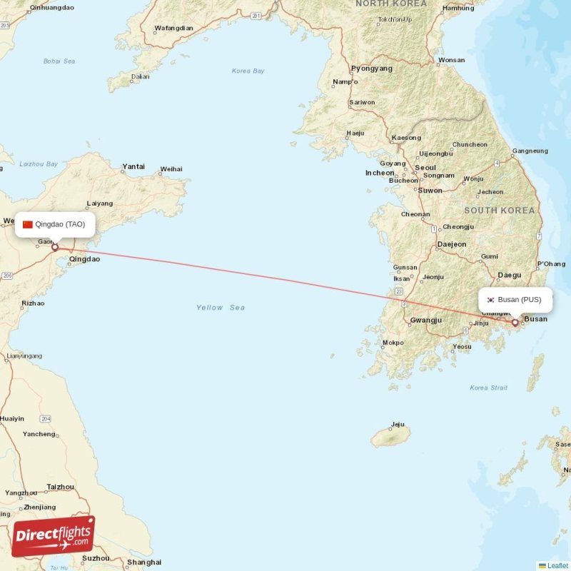 Direct flights from Qingdao to Busan, TAO to PUS non-stop ...