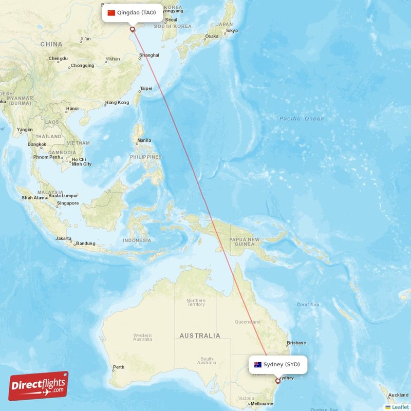 Direct flights from Qingdao to Sydney, TAO to SYD non-stop ...