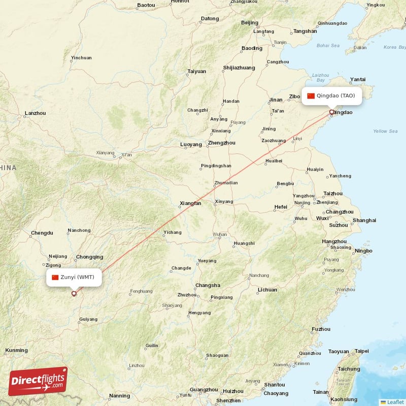 Direct flights from Qingdao to Zunyi, TAO to WMT non-stop ...