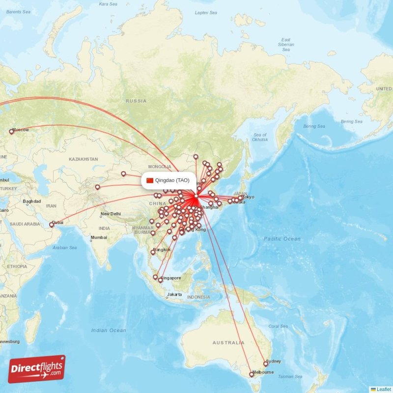 Direct flights from Qingdao - 96 destinations - TAO, China ...