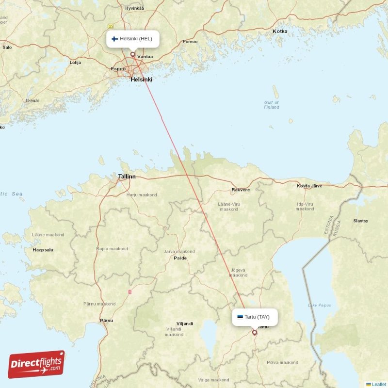 Direct flights from Tartu to Helsinki (TAY-HEL) - Directflights.com