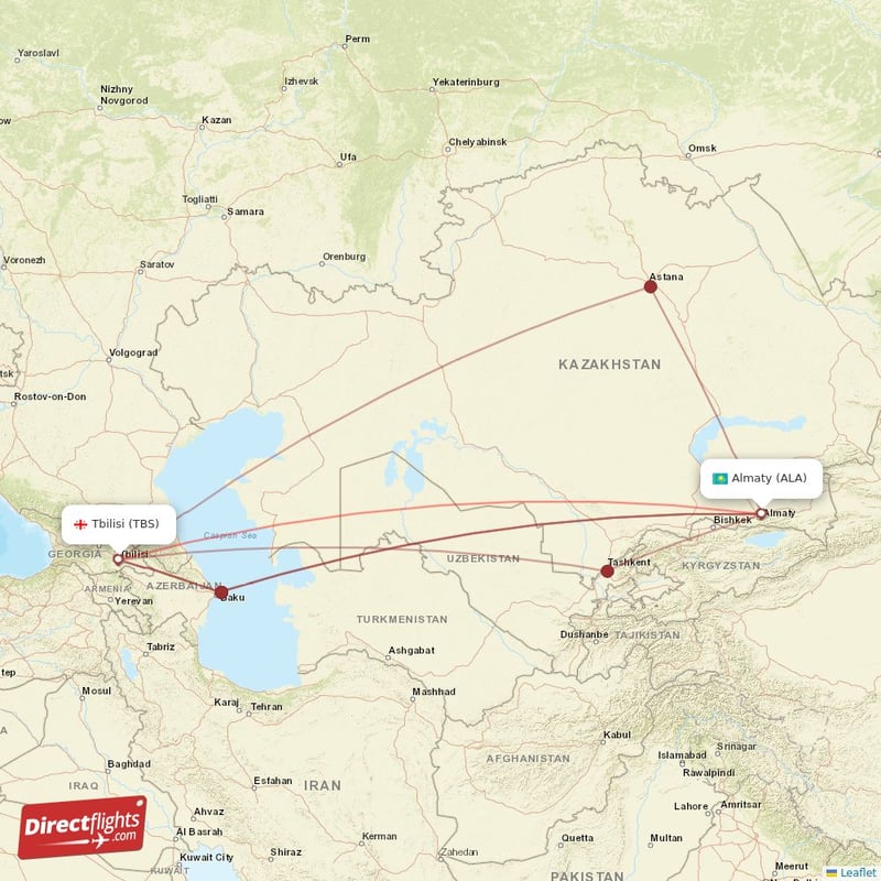 Direct flights from Tbilisi to Almaty, TBS to ALA non-stop ...