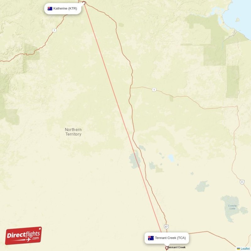 Direct flights from Tennant Creek to Katherine, TCA to KTR non-stop ...