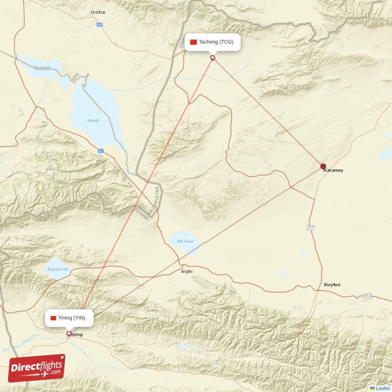 Direct flights from Tacheng to Yining (TCG-YIN) - Directflights.com
