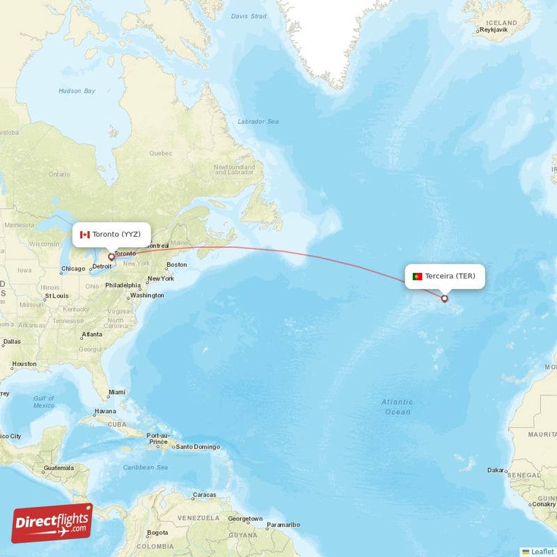 Direct flights from Terceira to Toronto, TER to YYZ non-stop - Directflights.com