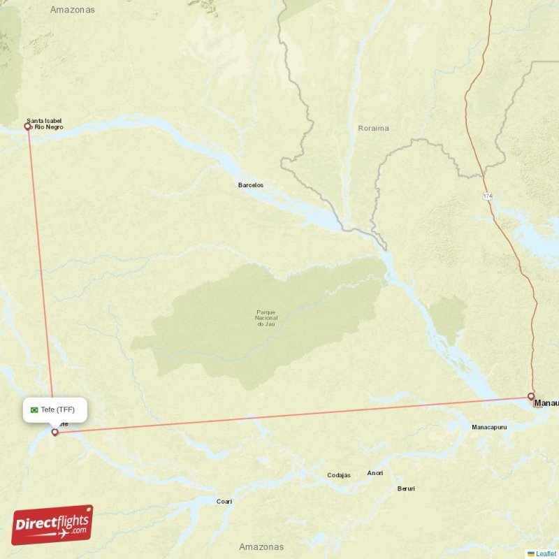 Direct flights to Tefe - TFF, Brazil - Directflights.com