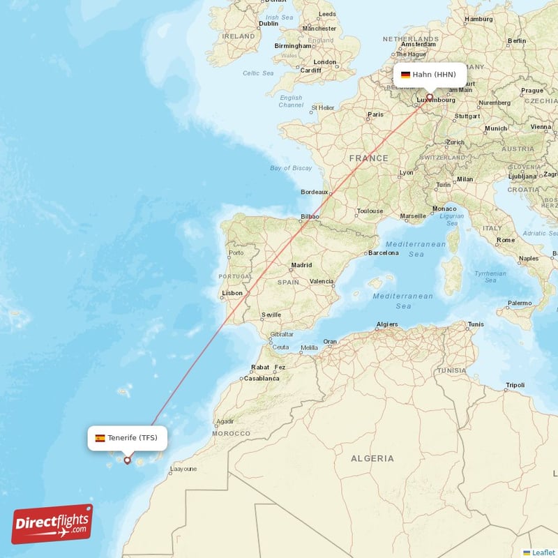 Direct flights from Tenerife to Hahn, TFS to HHN non-stop - Directflights.com