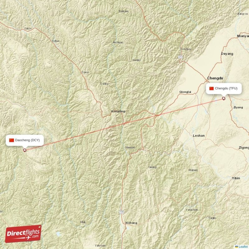 Direct flights from Chengdu to Daocheng (TFU-DCY) - Directflights.com