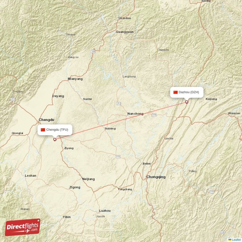 Direct flights from Chengdu to Dazhou, TFU to DZH non-stop ...