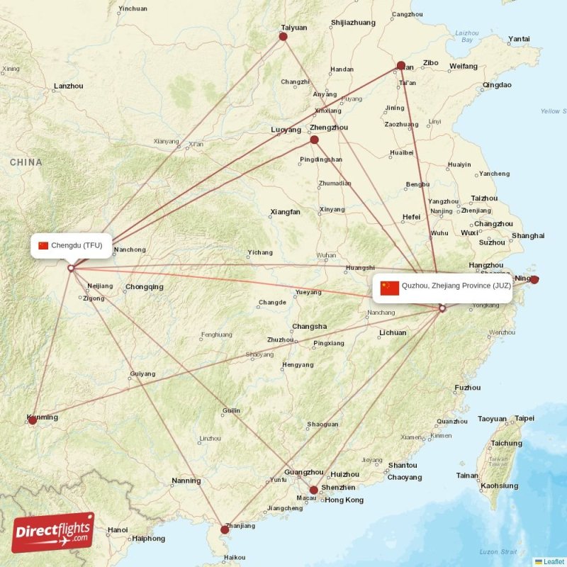 Direct flights from Chengdu to Quzhou, Zhejiang Province, TFU to JUZ ...