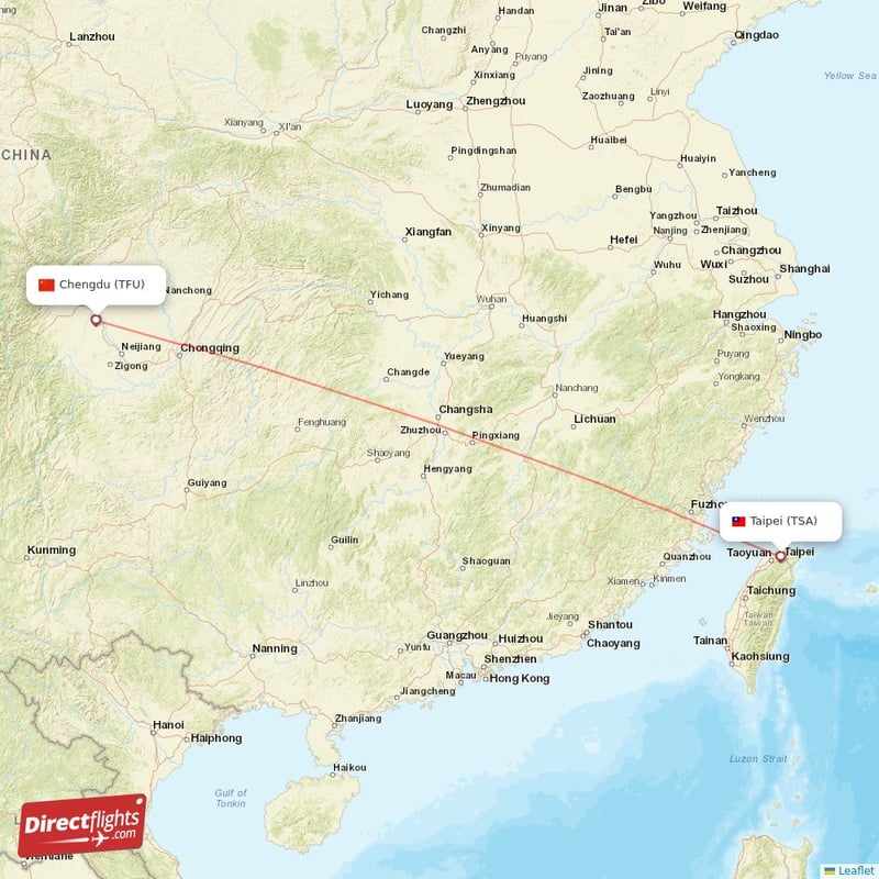 Direct flights from Chengdu to Taipei, TFU to TSA non-stop ...