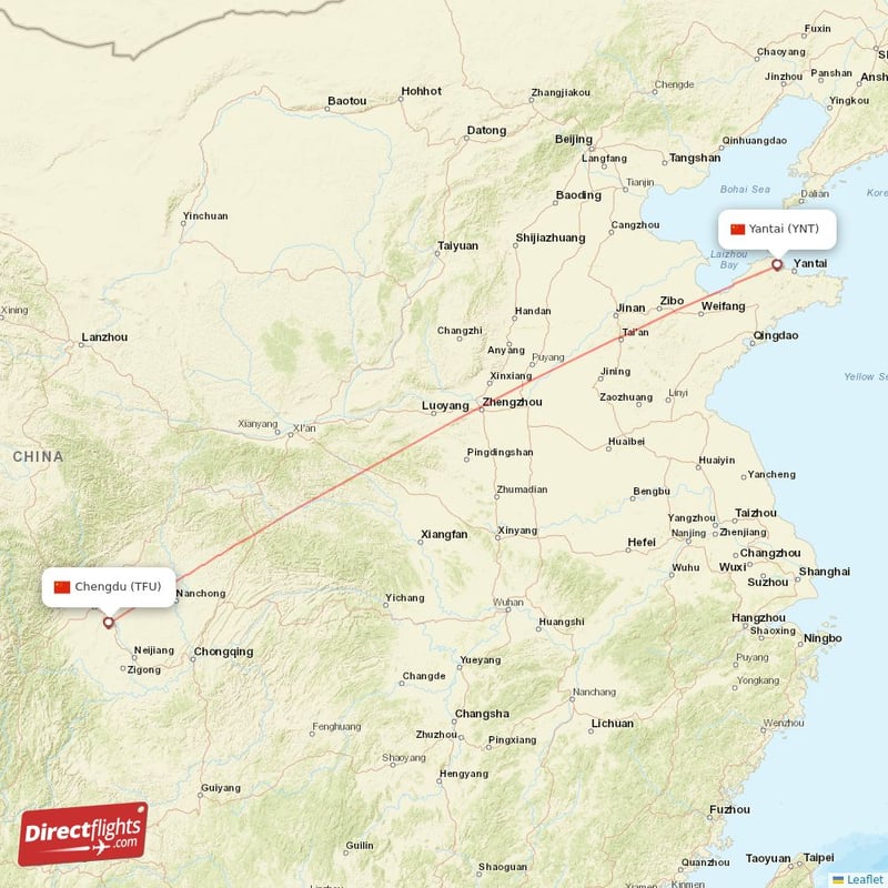 Direct flights from Chengdu to Yantai, TFU to YNT non-stop ...