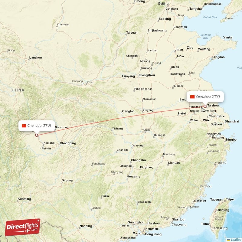 Direct flights from Chengdu to Yangzhou, TFU to YTY non-stop ...