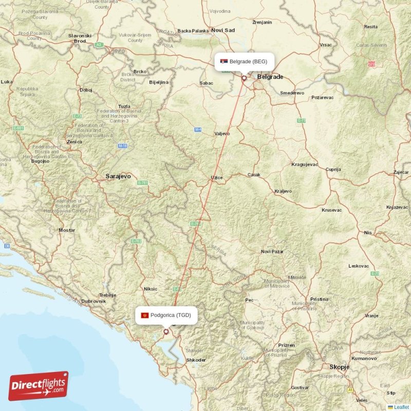 Direct flights from Podgorica to Belgrade, TGD to BEG non-stop ...