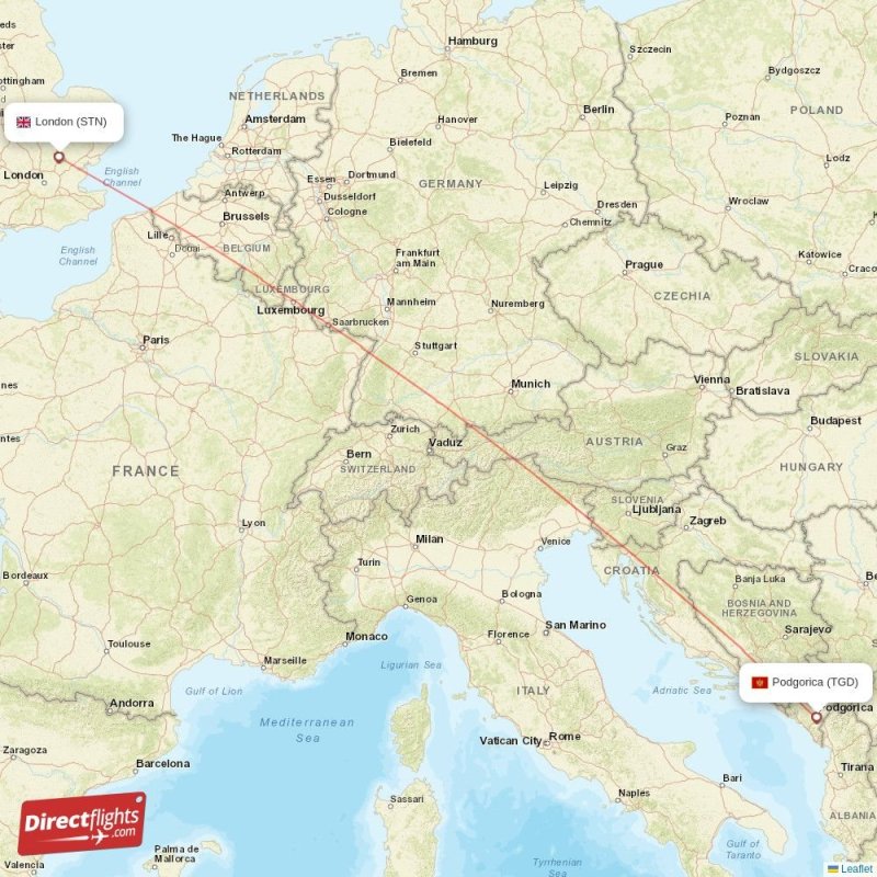 Direct flights from Podgorica to London, TGD to STN non-stop ...