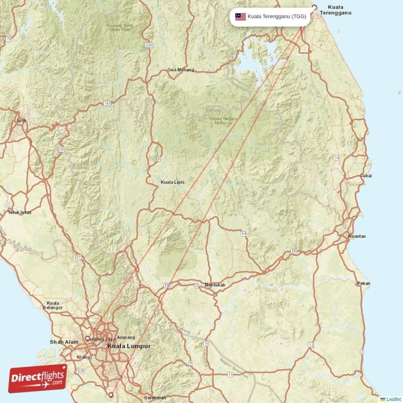 Direct flights from Kuala Terengganu - 2 destinations - TGG, Malaysia ...