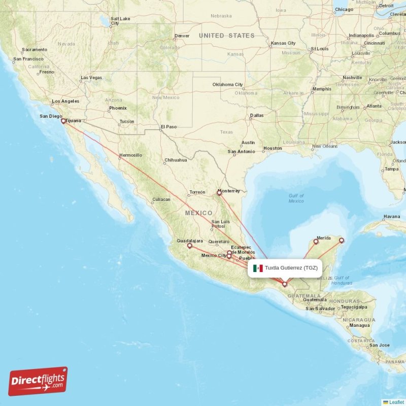 Direct flights to Tuxtla Gutierrez - TGZ, Mexico - Directflights.com