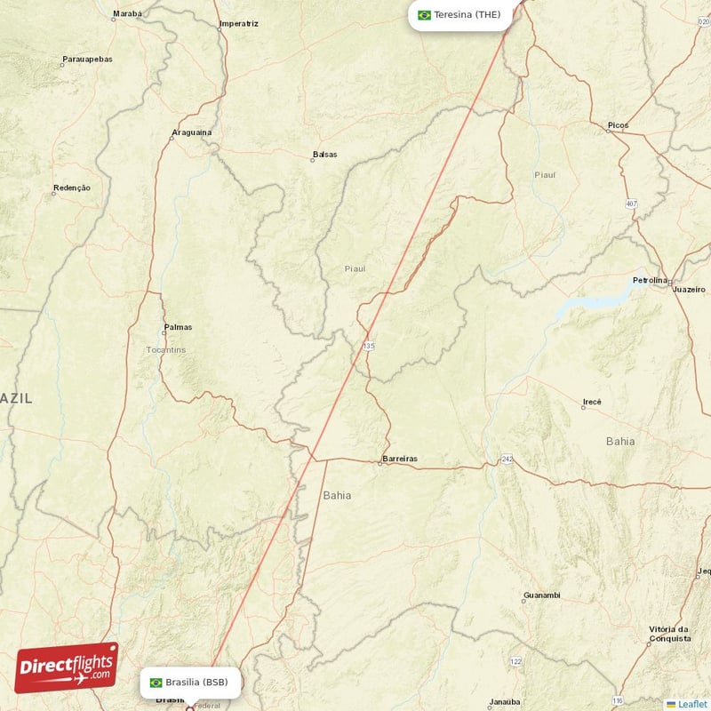 Direct flights from Teresina to Brasilia, THE to BSB non-stop ...