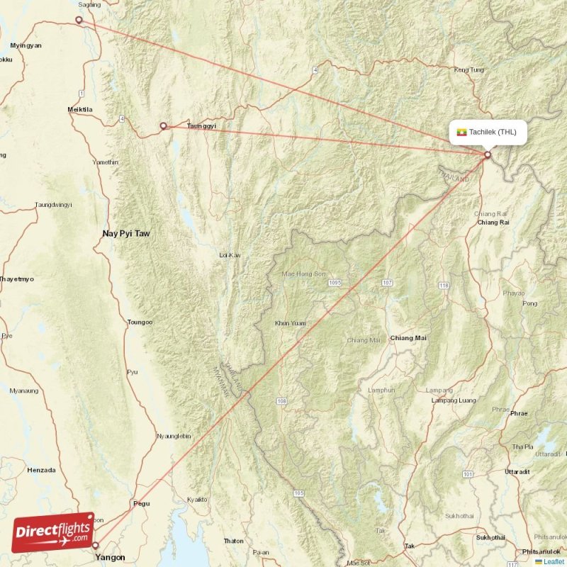 Direct flights to Tachilek - THL, Myanmar - Directflights.com