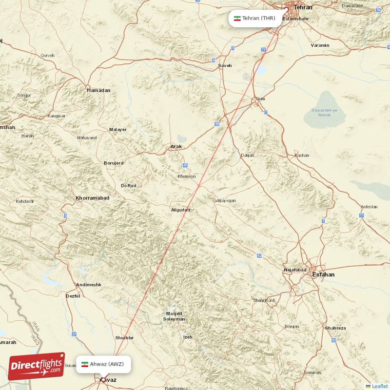 Direct flights from Tehran to Ahwaz, THR to AWZ non-stop ...