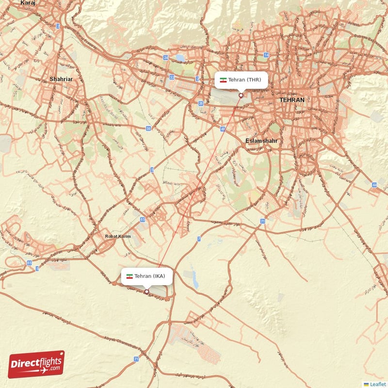 Direct flights from Tehran to Tehran, THR to IKA non-stop - Directflights.com