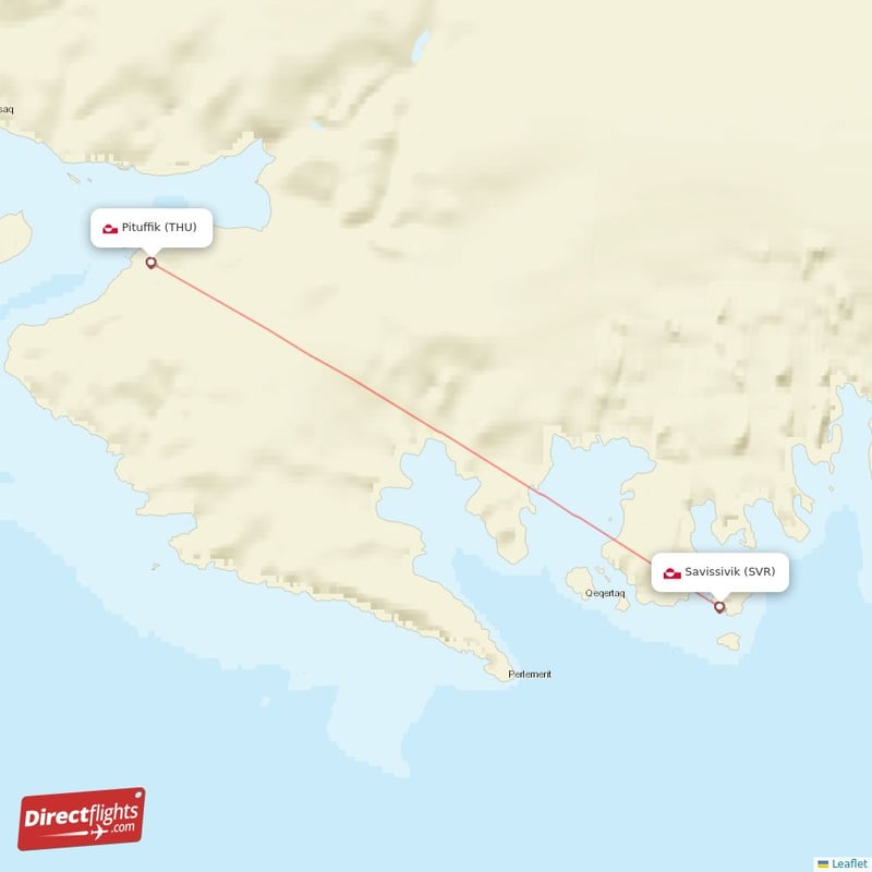Direct flights from Pituffik to Savissivik, THU to SVR non-stop ...