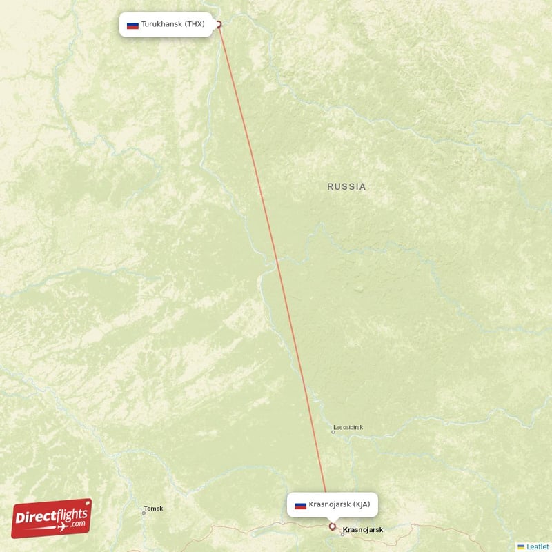 Direct flights from Turukhansk to Krasnojarsk, THX to KJA non-stop ...