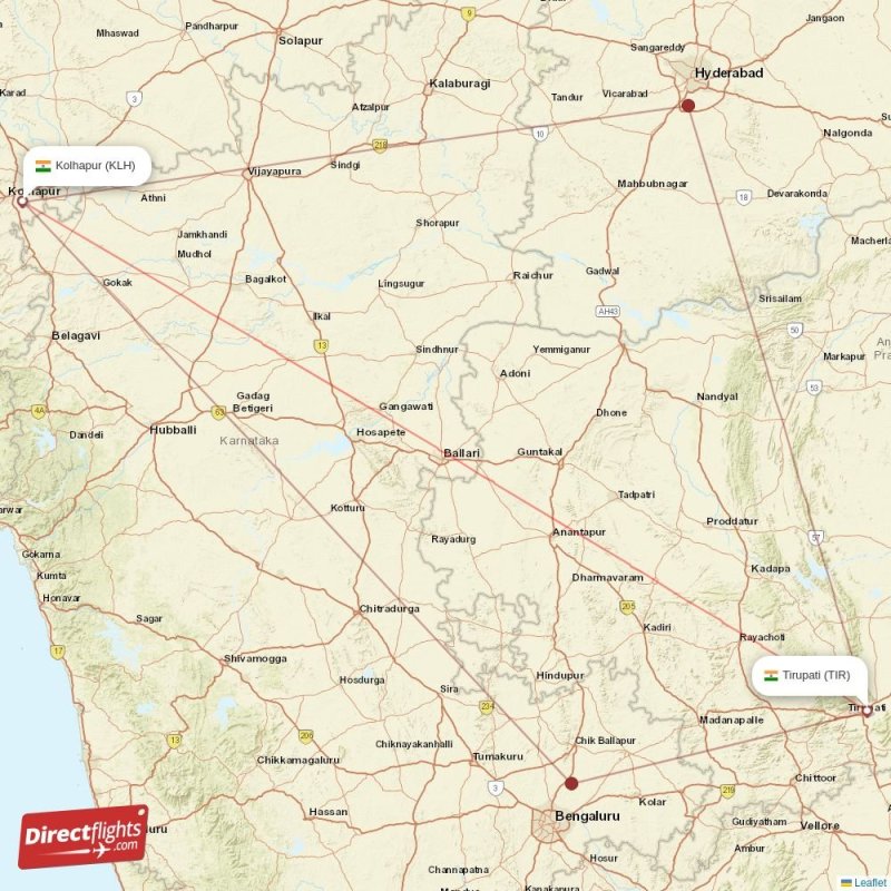 Direct flights from Tirupati to Kolhapur, TIR to KLH non-stop ...