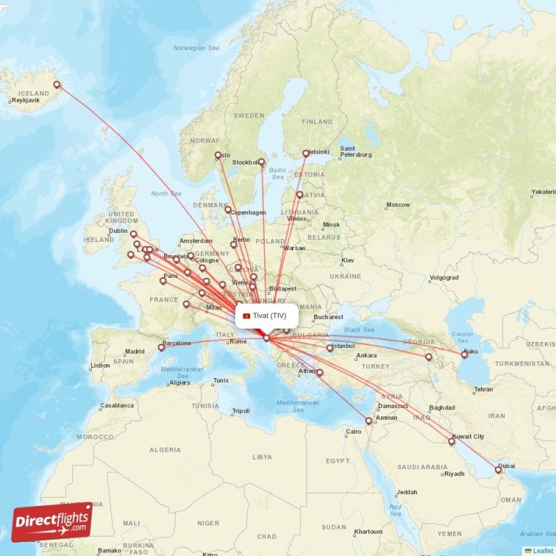 Direct flights to Tivat - TIV, Montenegro - Directflights.com