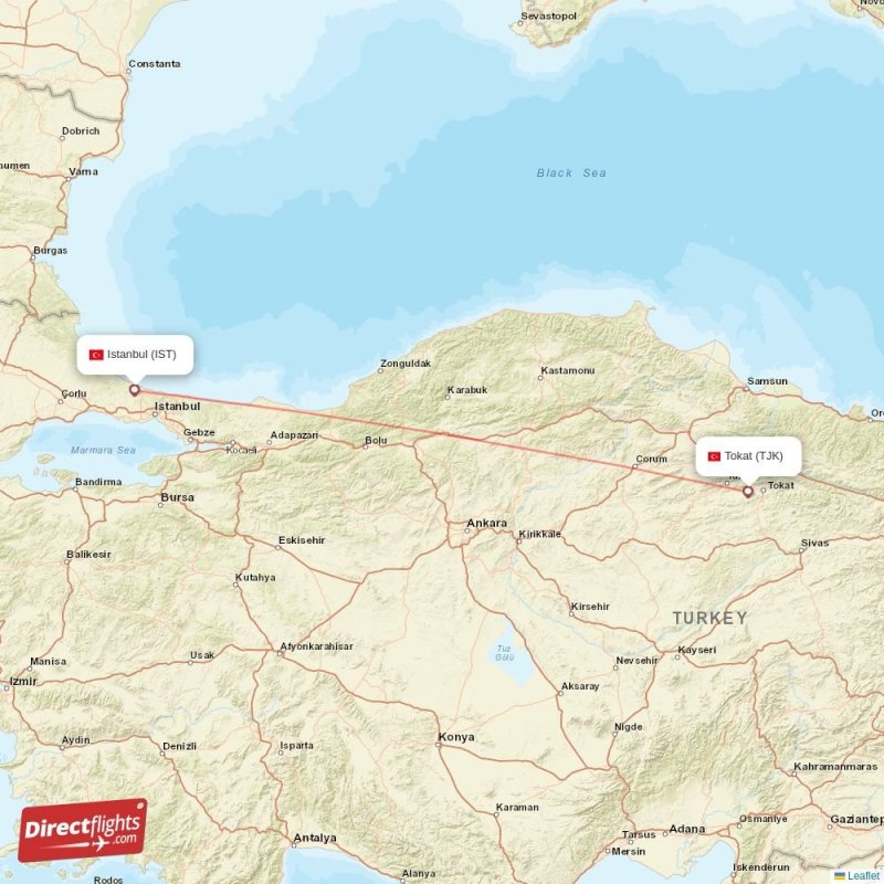 Direct flights from Tokat to Istanbul (TJK-IST) - Directflights.com