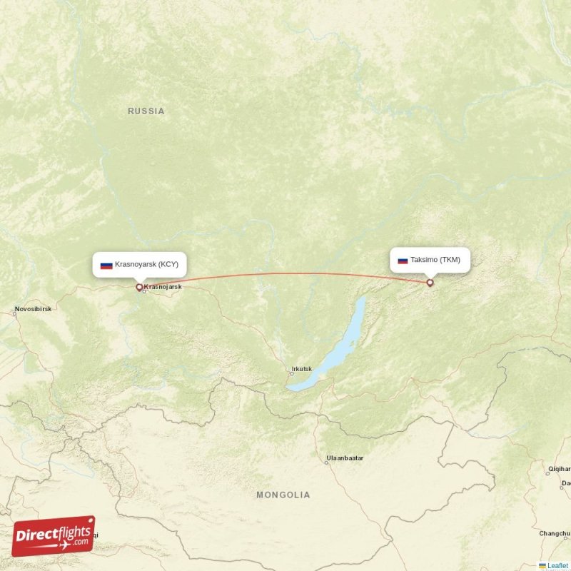 Direct flights from Taksimo to Krasnoyarsk, TKM to KCY non-stop ...