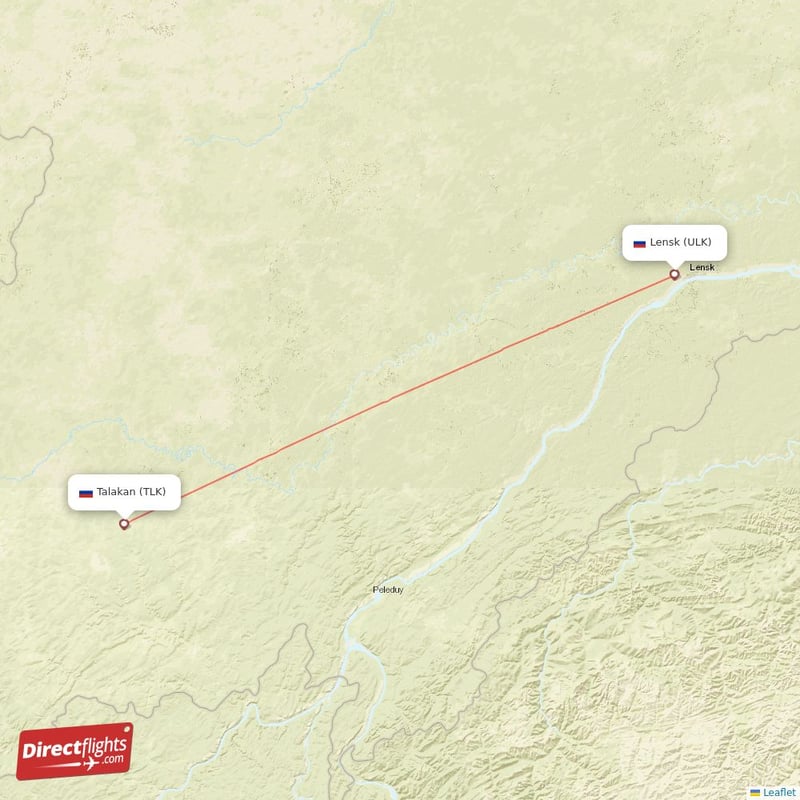 Direct flights from Talakan to Lensk, TLK to ULK non-stop - Directflights.com