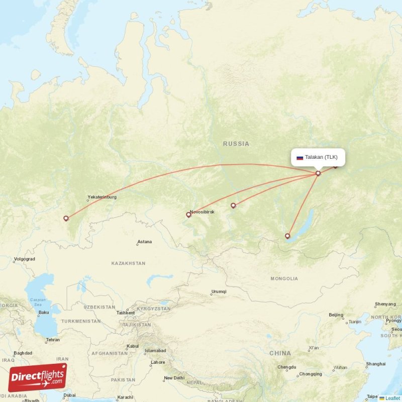 Direct flights from Talakan - 4 destinations - TLK, Russia - Directflights.com