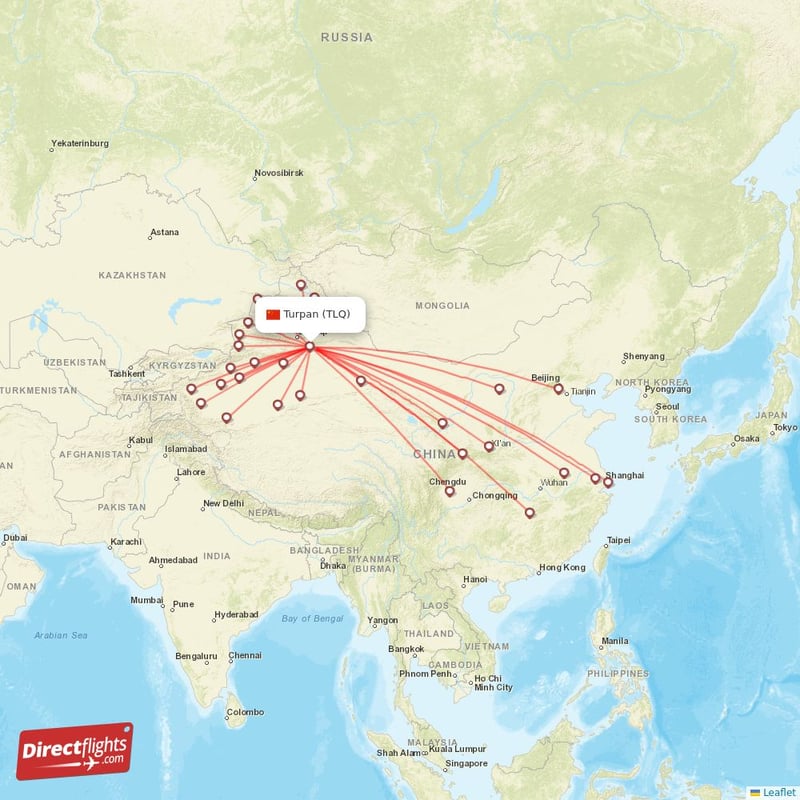 Direct flights from Turpan - 26 destinations - TLQ, China - Directflights.com
