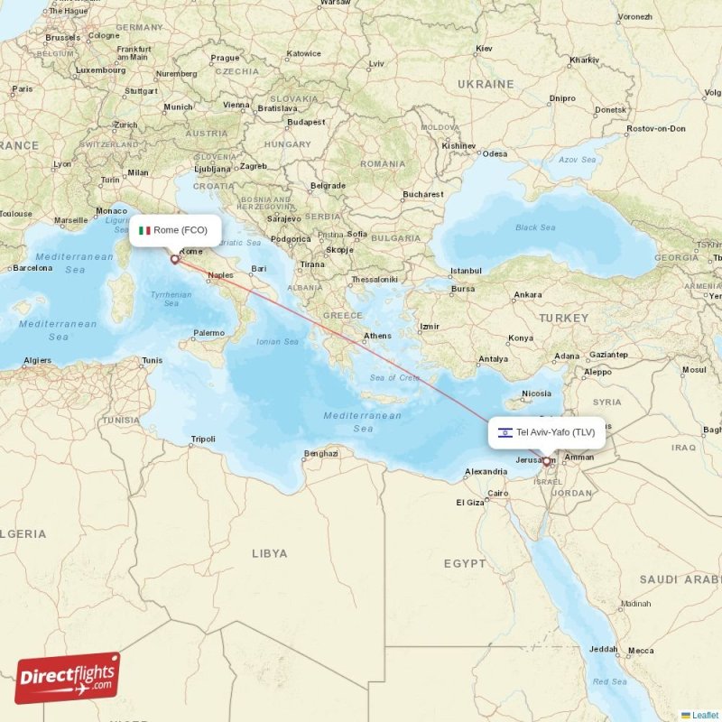 Direct flights from Tel Aviv-Yafo to Rome (TLV-FCO) - Directflights.com