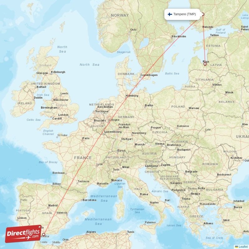 Direct flights from Tampere - 2 destinations - TMP, Finland ...