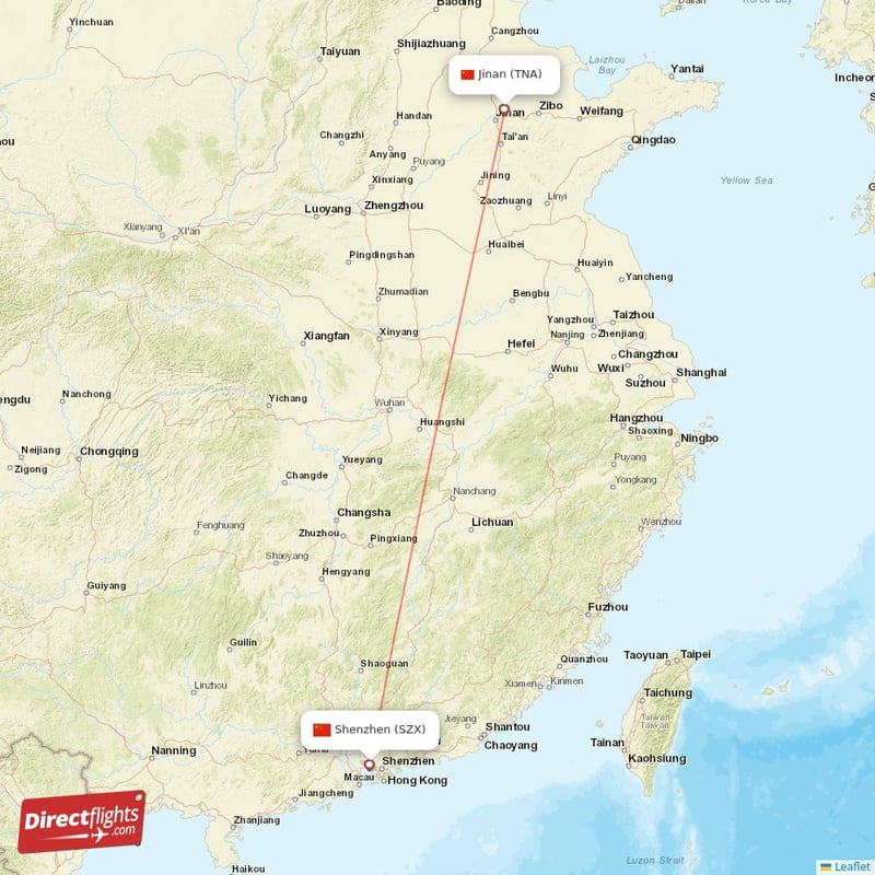 Direct flights from Jinan to Shenzhen, TNA to SZX non-stop - Directflights.com