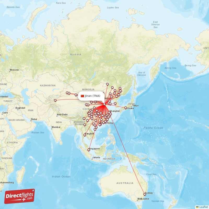 Direct flights from Jinan - 78 destinations - TNA, China - Directflights.com