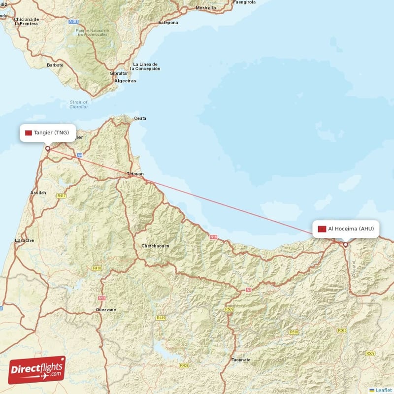 Direct flights from Tangier to Al Hoceima, TNG to AHU non-stop ...