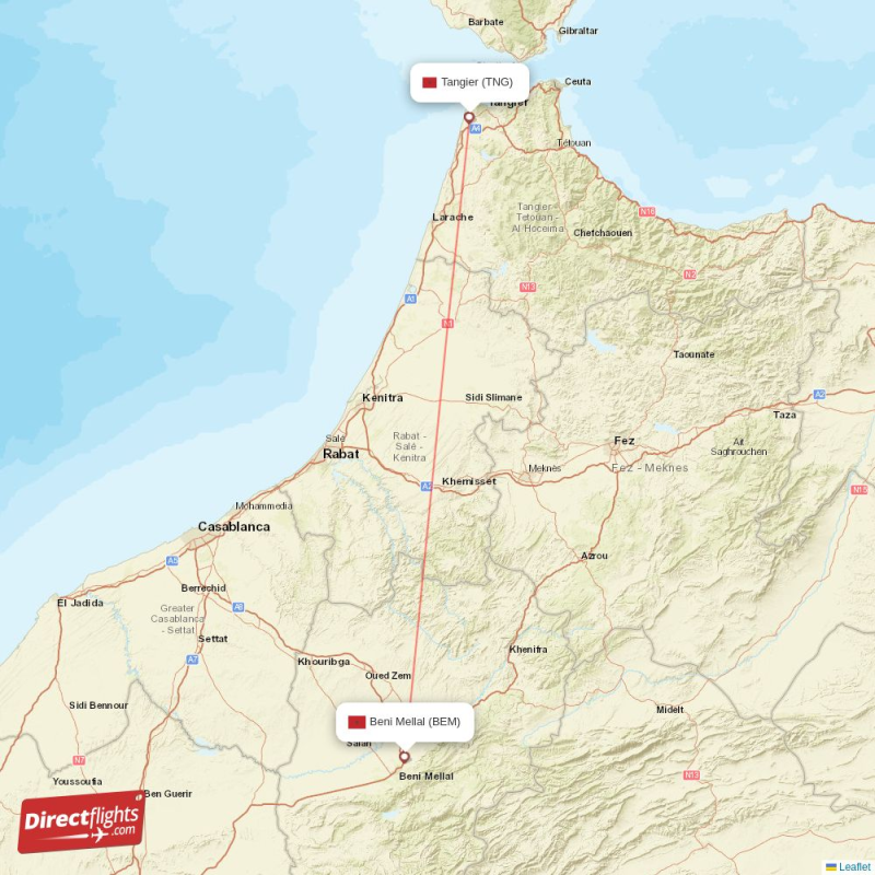 Direct flights from Tangier to Beni Mellal, TNG to BEM non-stop ...