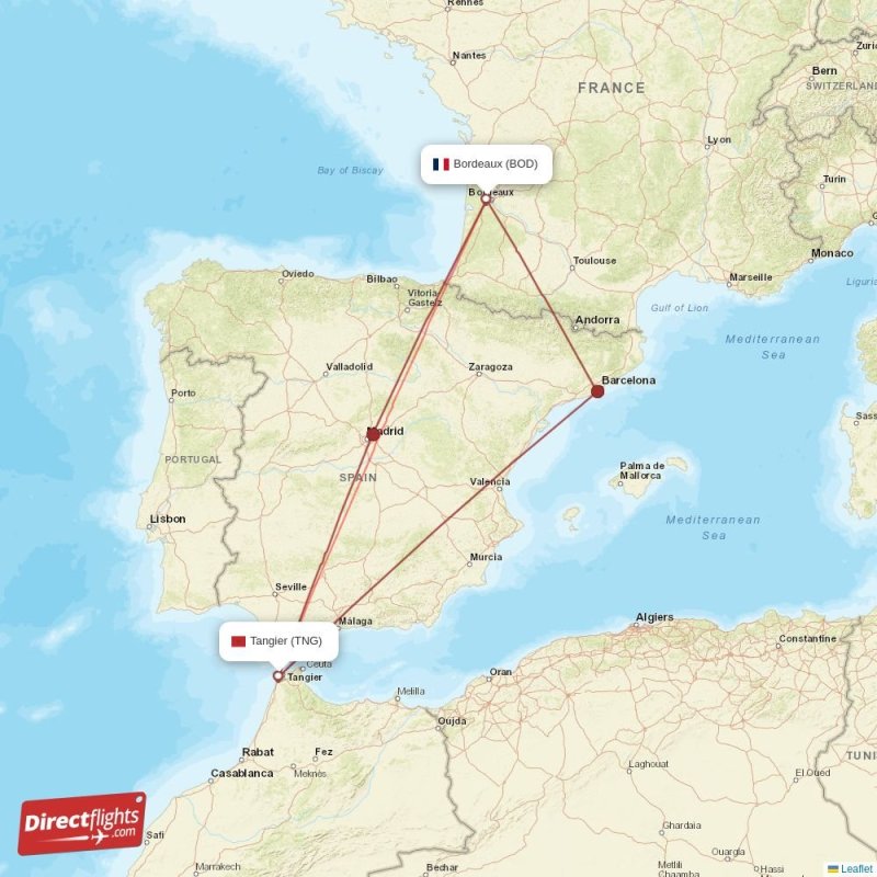 Direct flights from Tangier to Bordeaux, TNG to BOD non-stop ...