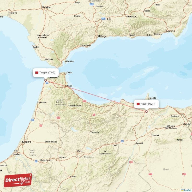 Direct flights from Tangier to Nador, TNG to NDR non-stop ...