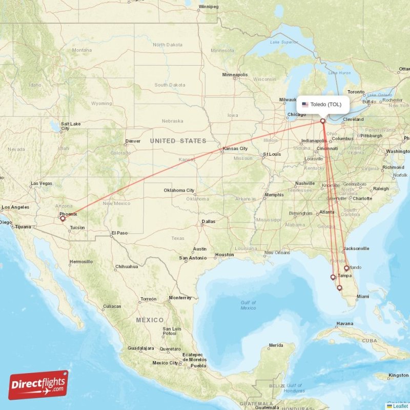 Direct flights from Toledo - 4 destinations - TOL, USA - Directflights.com