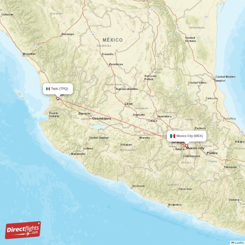 Direct flights from Tepic to Mexico City, TPQ to MEX non-stop ...