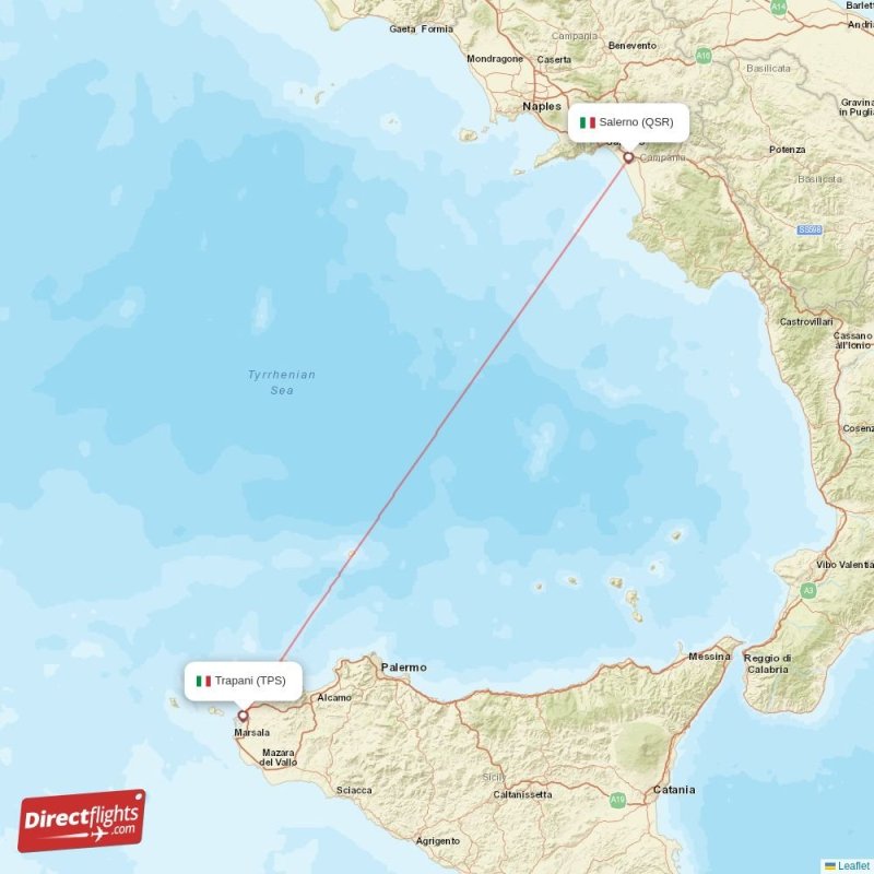 Direct flights from Trapani to Salerno, TPS to QSR non-stop ...