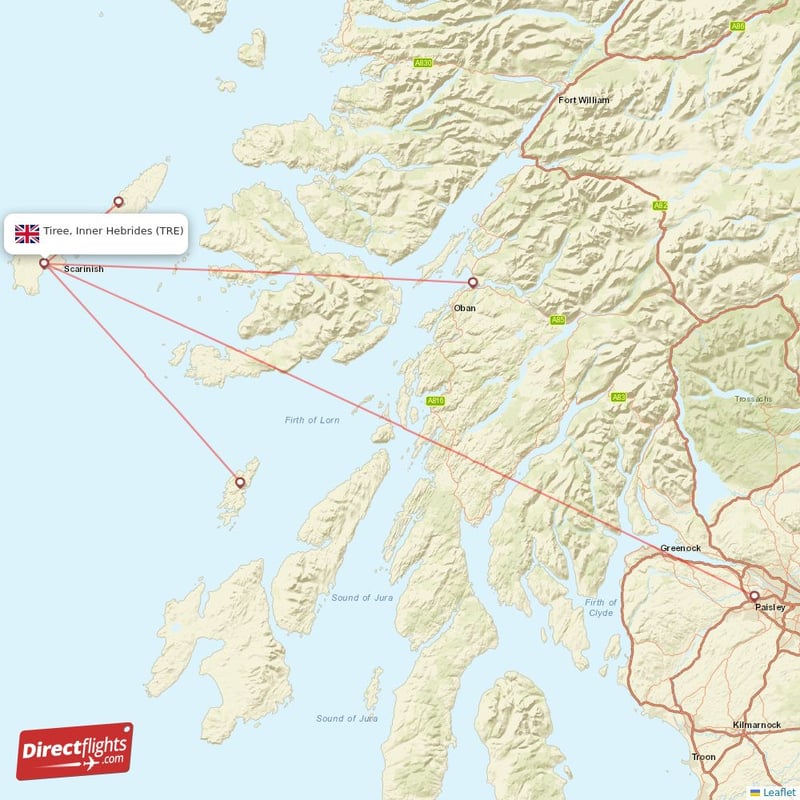 Direct flights from Tiree, Inner Hebrides - 4 destinations - TRE ...