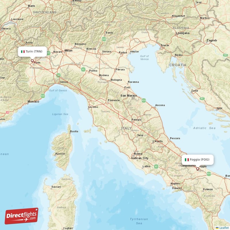Direct flights from Turin to Foggia, TRN to FOG non-stop ...