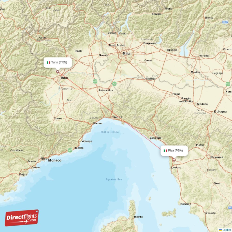 Direct flights from Turin to Pisa (TRN-PSA) - Directflights.com