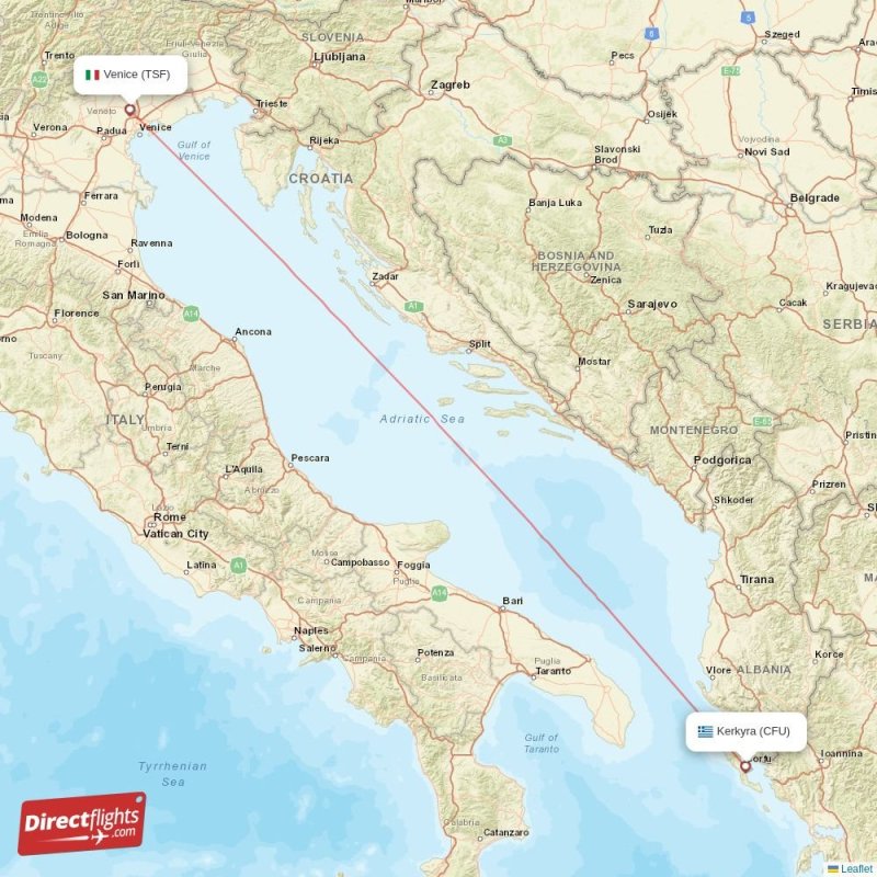 Direct flights from Venice to Kerkyra (TSF-CFU) - Directflights.com
