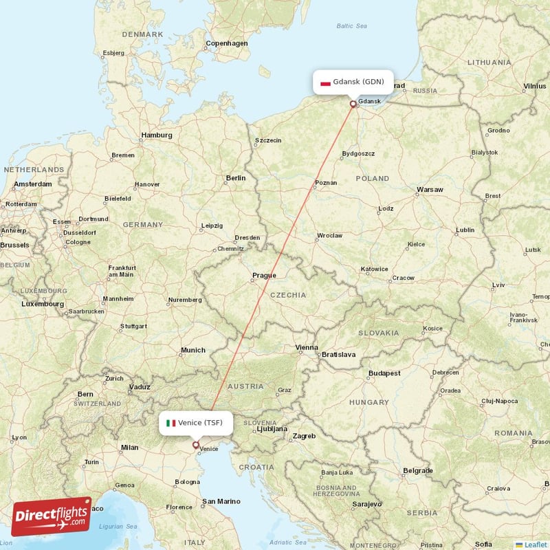 Direct flights from Venice to Gdansk, TSF to GDN non-stop - Directflights.com